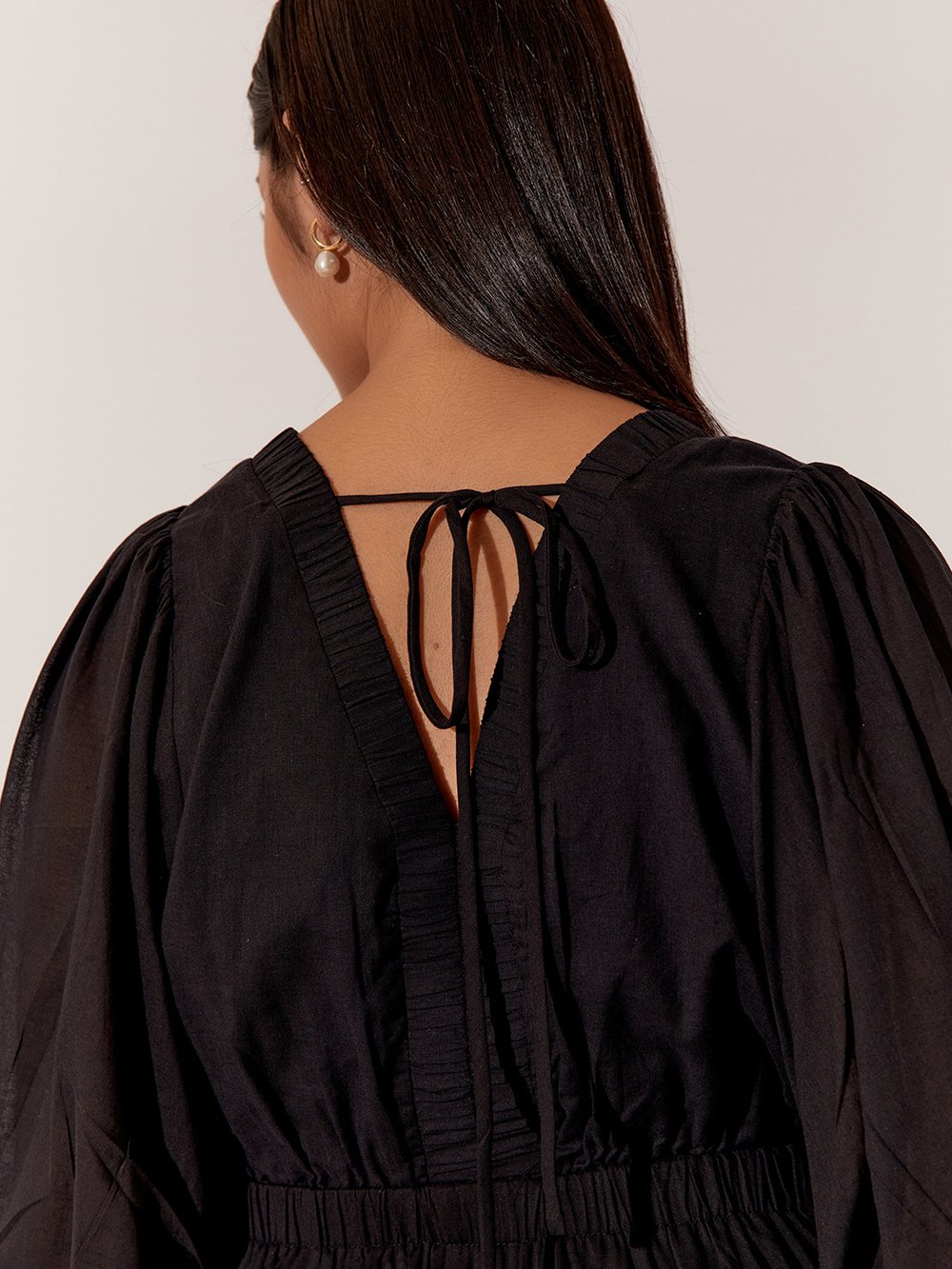 adorne - Gathered Neckline Midi Dress Black - Florence Store