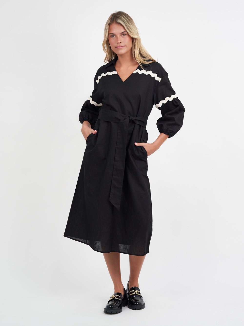 Liberty Rose - Collared Ric Rac Dress Black - Florence Store