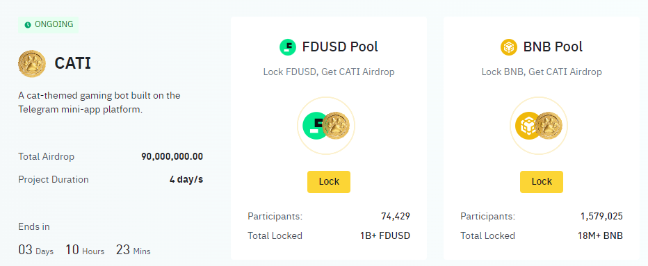 Earn Catizen (CATI) by Staking BNB or FDUSD on Binance Launchpool | CoinCodex
