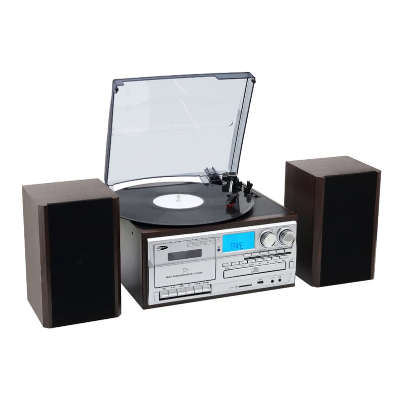 INTROTECH Tornamesa Introtech Bluetooth Con Cd Y Cassette Parlantes ...