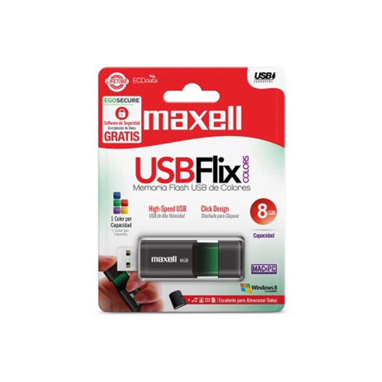 MAXELL PENDRIVE 8GB FLIX USBF MAXELL MAXELL | falabella.com