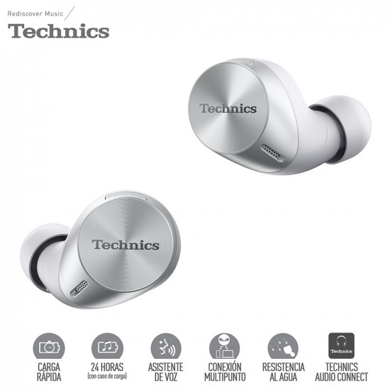 Audífonos Technics True Wireless con Noise Cancelling Az60 Silver ...