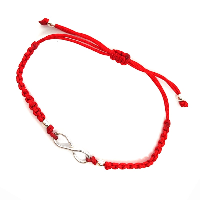 ANDREA COGGIOLA JOYAS Pulsera Infinito Tubo Plata Fina 925 Cordón Rojo ...