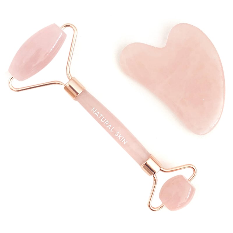 NATURAL SKIN SET Cuarzo Rosado 100 piedra Rodillo y Gua Sha | falabella.com