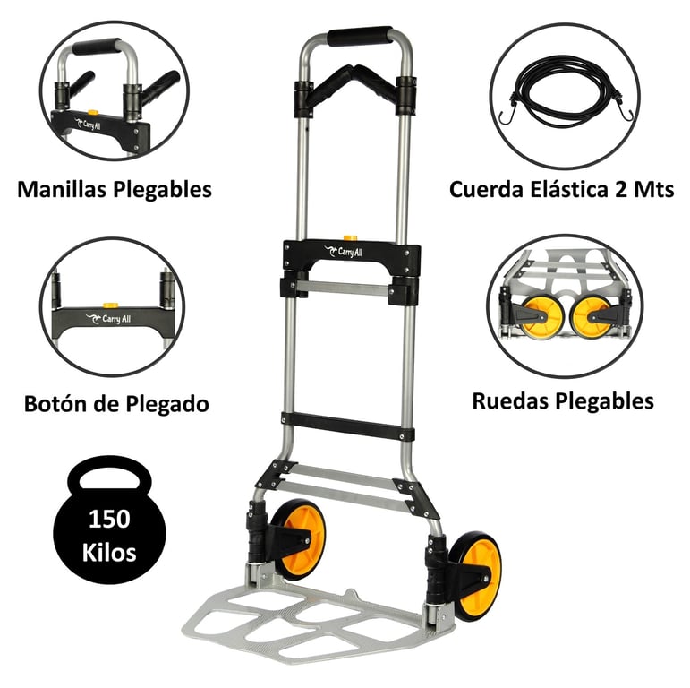 Carro de Carga Plegable Tipo Yegua 150 Kilos Manillas Cuerda | Sodimac Chile