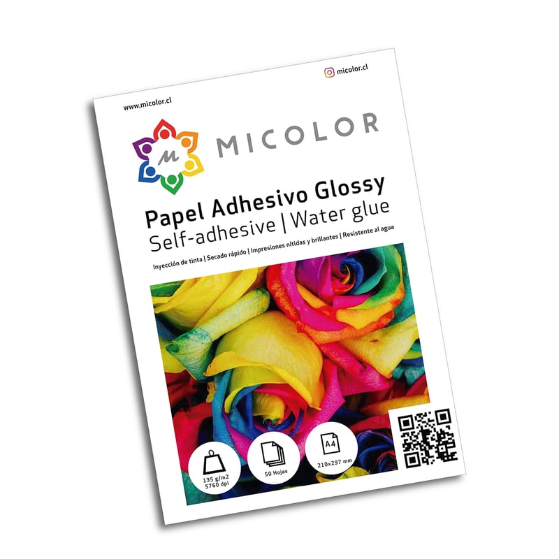 MICOLOR Papel adhesivo brillante a4 135 g 100 hojas | falabella.com