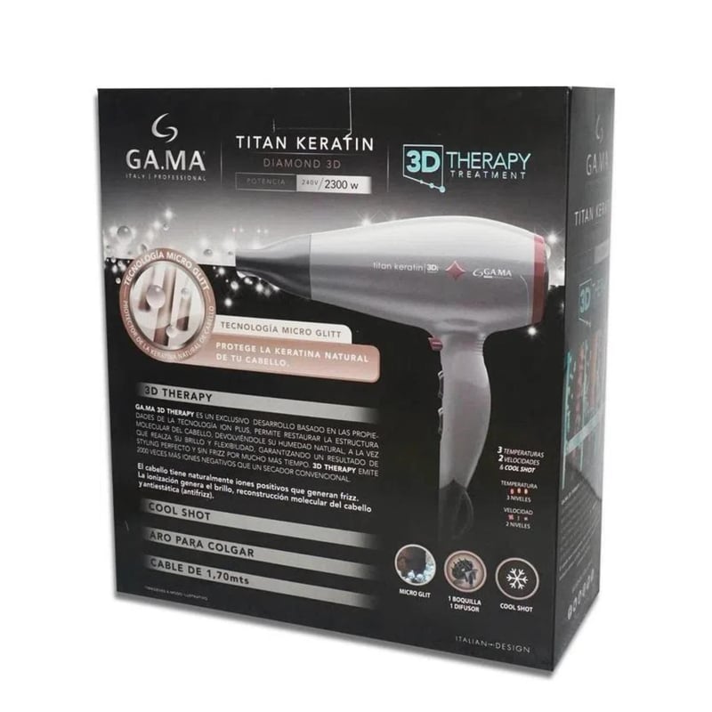 GAMA Secador De Pelo 3T 2V 2200W Diamond Titan Keratin Gama | falabella.com