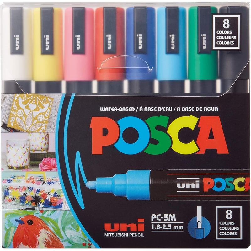 UNI POSCA Marcadores Posca 5M Set 8 Colores Basicos | falabella.com