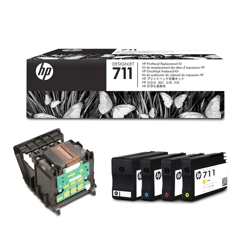 HP Kit Cabezal HP 711 + 4 Tintas Hp 711 C1q10a T120 T520 Civa ...