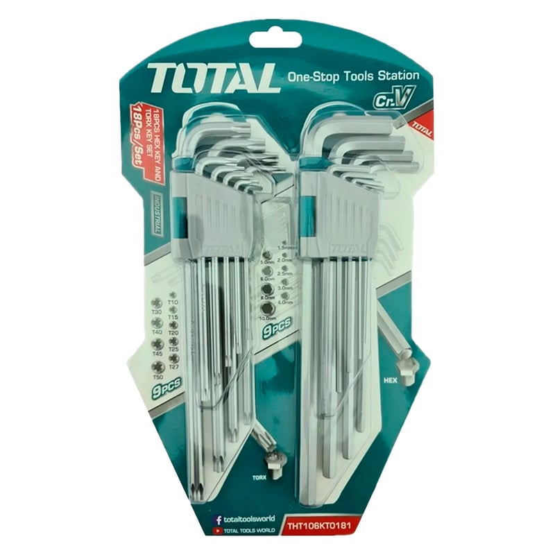 Kit Juego De Llaves Allen Hexagonal Estrella 18 Pcs | Sodimac Chile