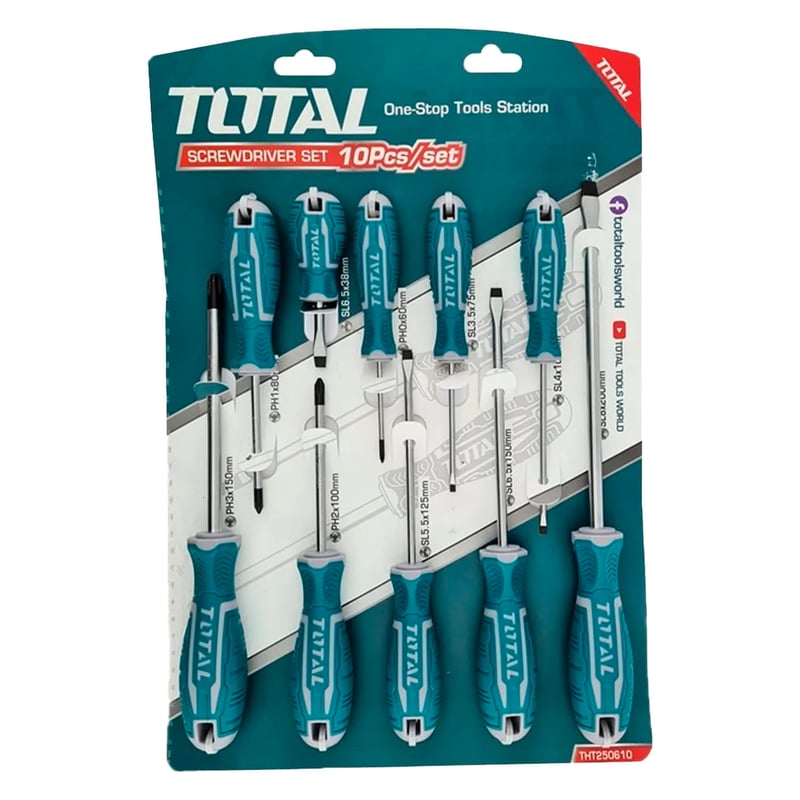 TOTAL TOOLS Kit Set Juego Desatornilladores 10 Piezas | falabella.com