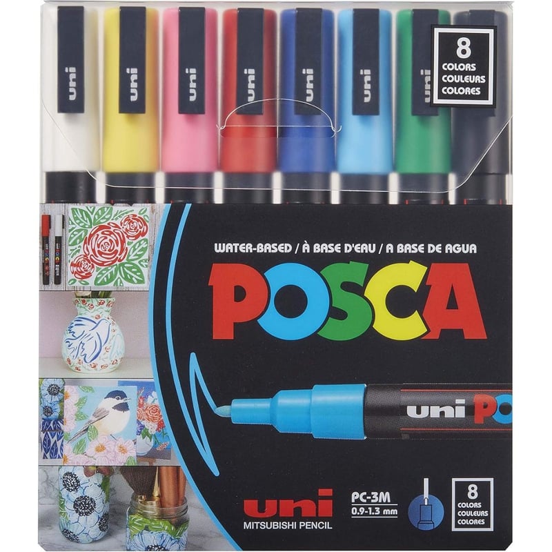 UNI POSCA Marcadores Posca 3M Set 8 Colores Basicos | falabella.com