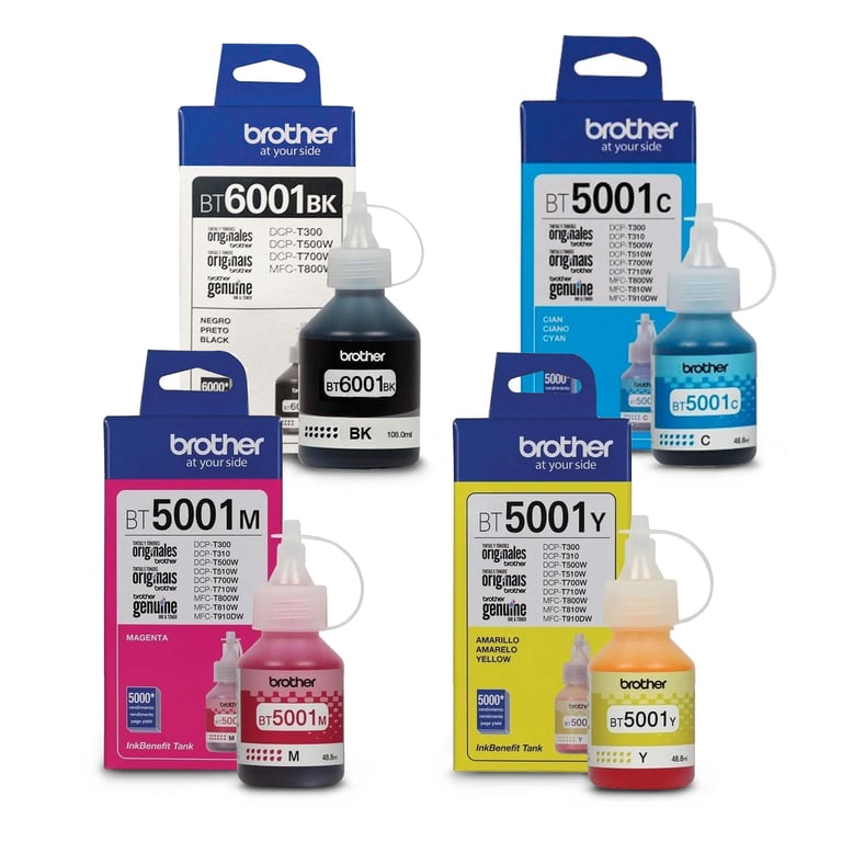 BROTHER 4 Tintas Brother Bt6001 Bt5001 Genuinas T300 T500 T700 T800 ...