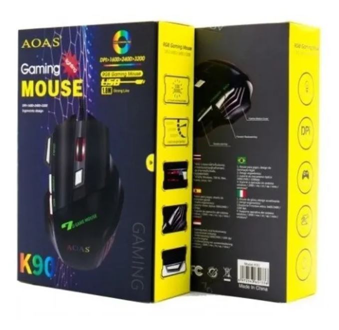 GENERICO Mouse Gamer AOAS K90 Led Ergonomico 3200DPI 18mts Cable RGB | falabella.com