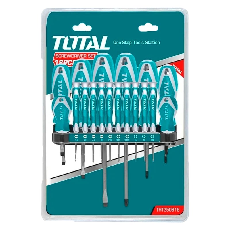 TOTAL TOOLS Kit Set Juego Destornilladores 18 Piezas | falabella.com
