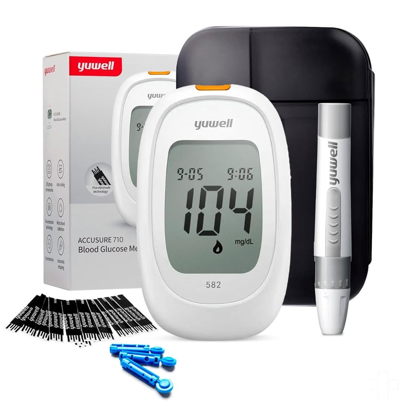 TOPMEDIC Glucómetro Yuwell 582 Medidor Glucosa Glicemia 100 Cintas 100 ...