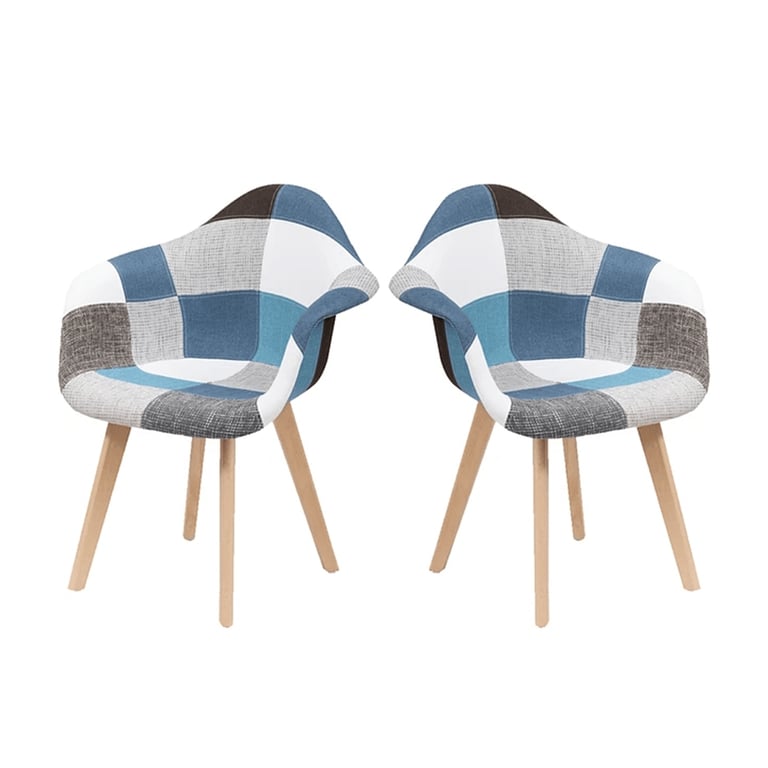 Sitial Pack 2 Poltrona Eames Patchwork Azul | Sodimac - Falabella