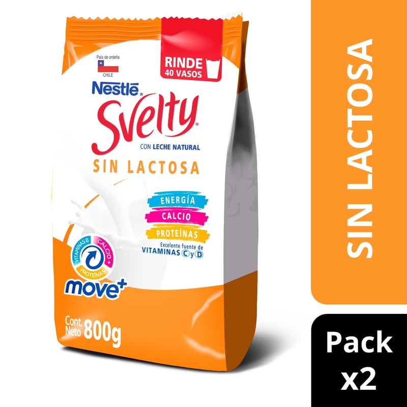 SVELTY Leche En Polvo Svelty® Descremada Sin Lactosa Bolsa 800g X2 ...