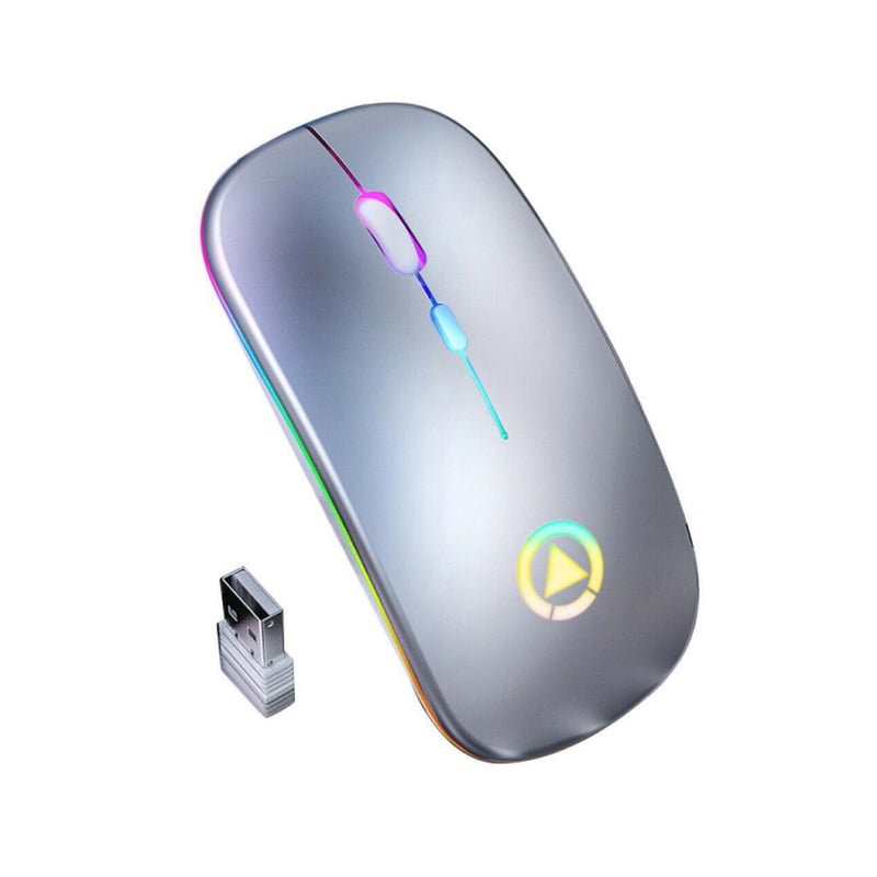 VDVO Mouse silencioso inalámbrico batería recargable con luz LED Gris ...