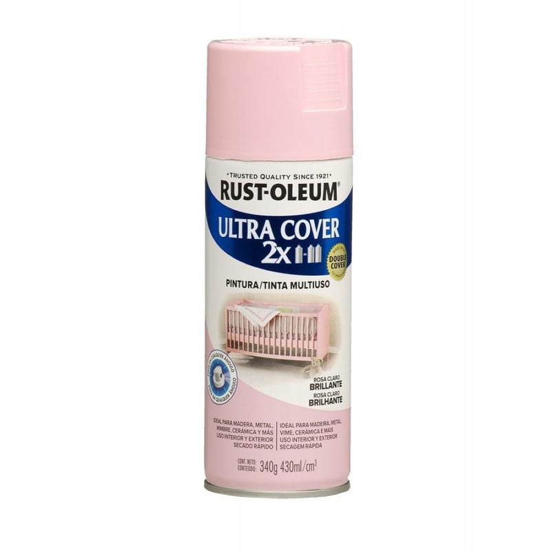 RUST OLEUM Spray Aerosol Ultra Cover 2x Rosa Claro Brillante Rust Oleum ...
