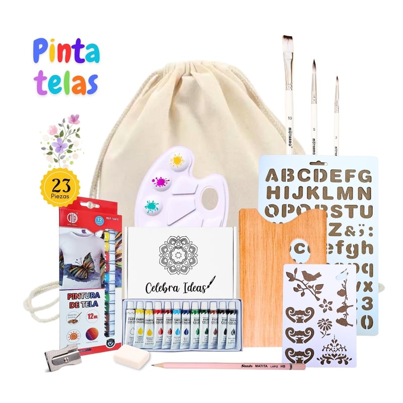 CELEBRA IDEAS Set de Arte de Pintura en Tela Kit de Arte 23 Piezas ...