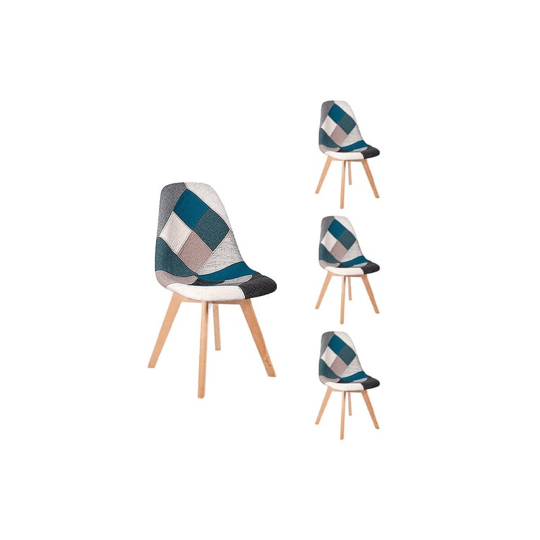 EAMES Pack 4 Silla Eames Patchwork Celeste | falabella.com