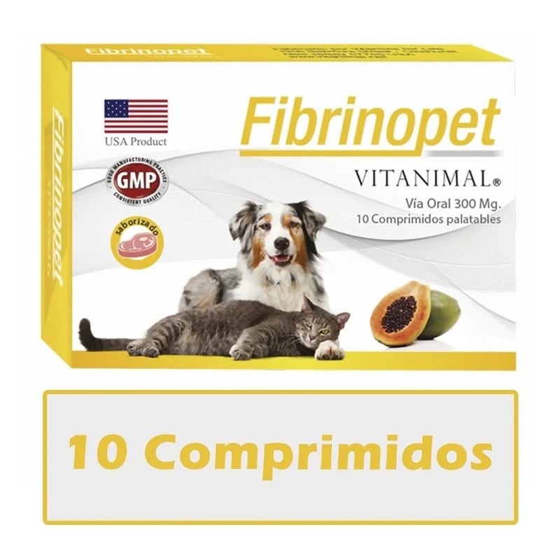GENERICO Fibrinopet Vitanimal Suplemento Perros Y Gatos 10 Comprimido ...