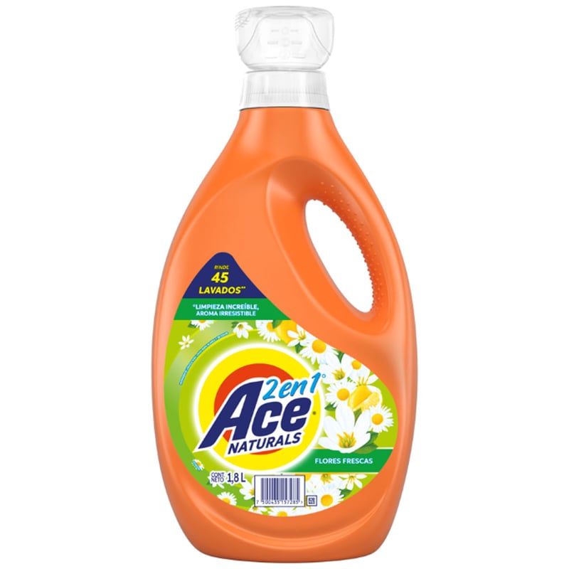ACE Detergente Líquido Ace Naturals 2 En 1 Flores Frescas 1.8L ...