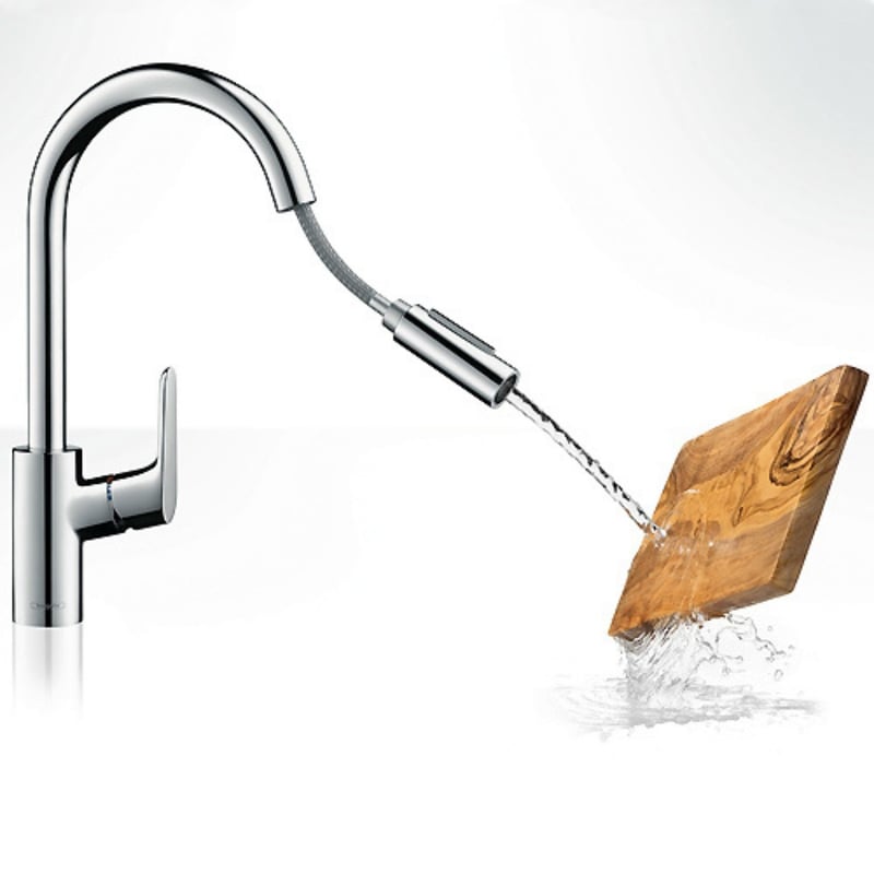 HANSGROHE Griferia de Lavaplatos Focus E2 Caño Alto Extraible de 41 cm ...
