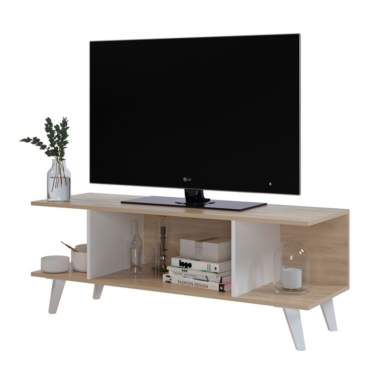 Rack para TV 120 x 50 x 42cm Color Madera / Blanco. Modelo Zinco ...