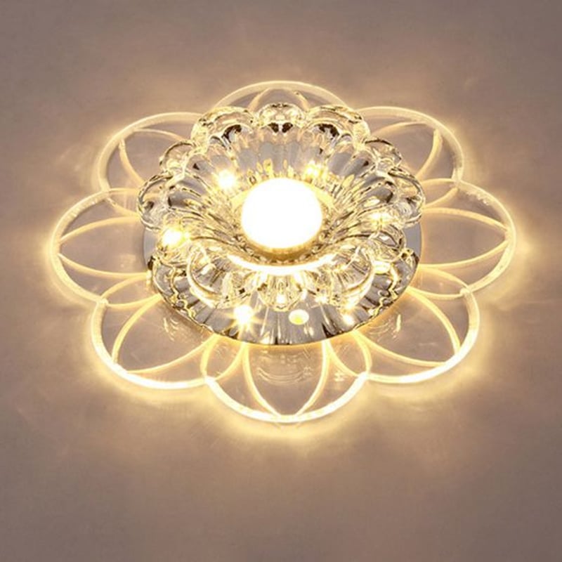 HOME NEAT Lámparas de Techo LED de Cristal Moderno Forma de Flor Blanco ...