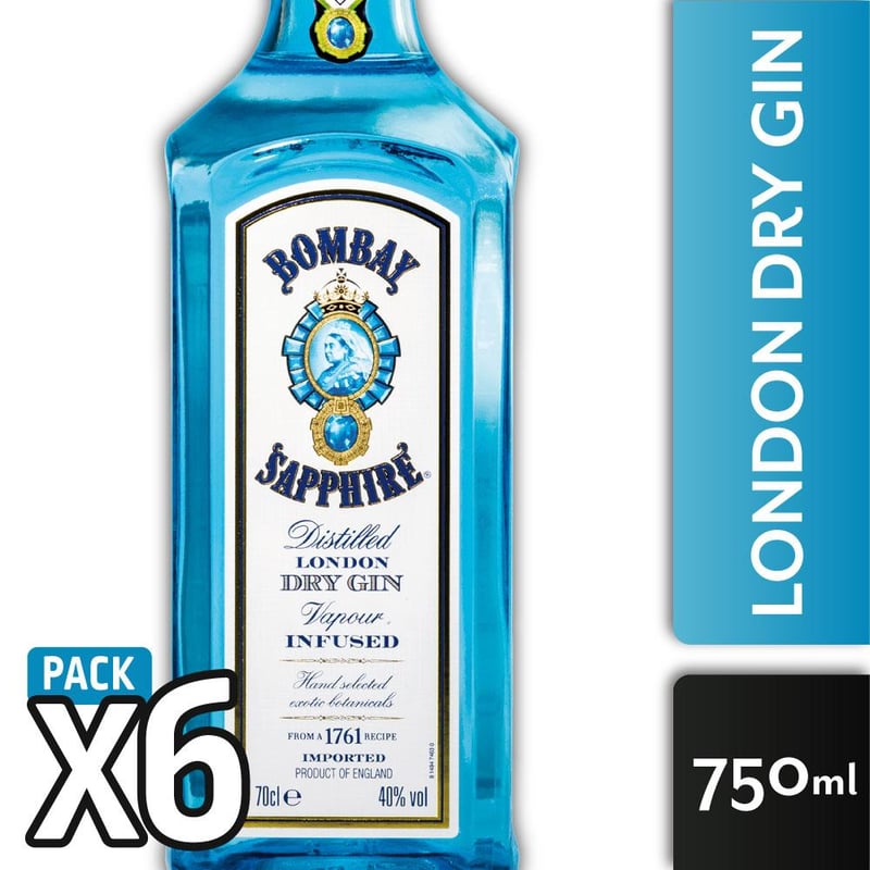 BOMBAY Caja 6 Botellas Gin Bombay Sapphire BOMBAY | falabella.com