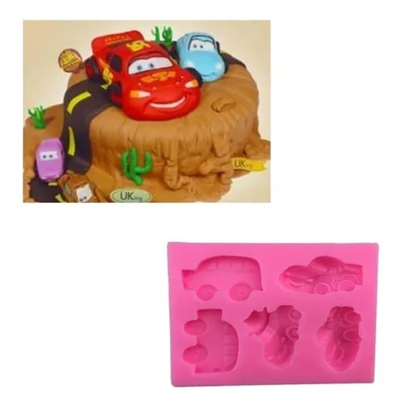 GENERICO Molde De Silicona Molde Cars Molde De Fondant Carro 5 Cars ...
