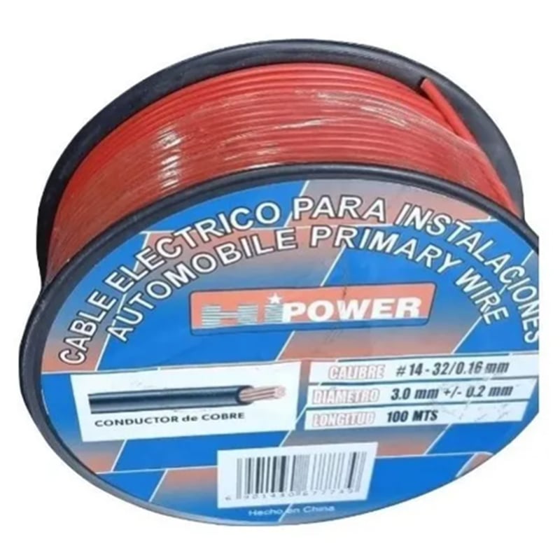 100 METROS DE CABLE AUTOMOTRIZ 14 AWG ROJO | Sodimac Chile