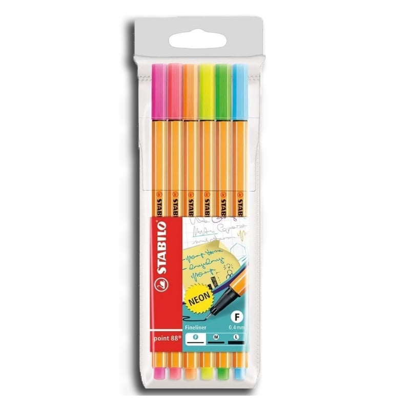STABILO Stabilo Set 6 Lápices Color Neón Point 88 Tiralineas ...