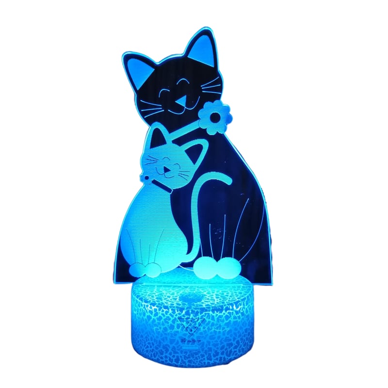 GENERICO Gatos En Lampara ilusión 3D 7 Colores Led Animal Gatitos Cat ...