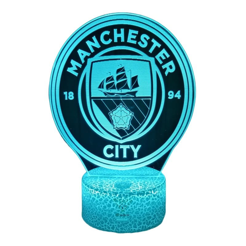 Insignia Manchester City Inglaterra En Lampara 3D 7 Colores Led ...