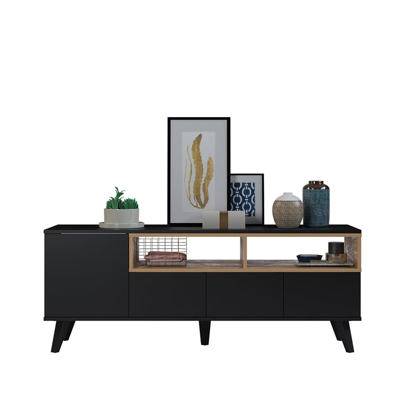 HYGGESIGN Rack para TV 140 x 55 x 40cm. Color Negro / Madera. Modelo ...