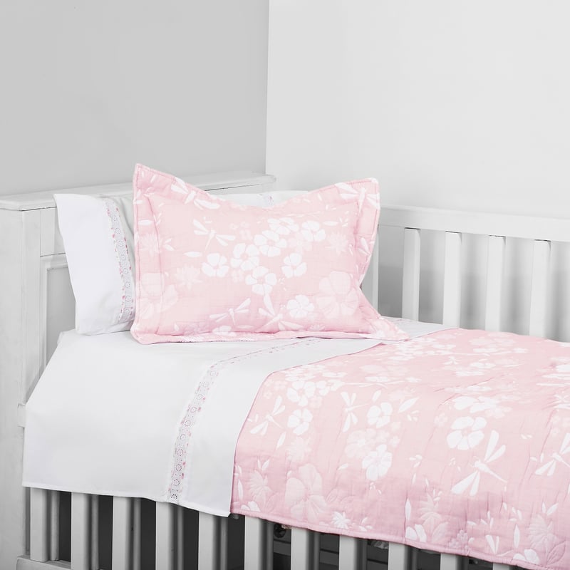 NINA HERRERA Cubrecama Jacquard Libélulas Rosa Cuna | falabella.com