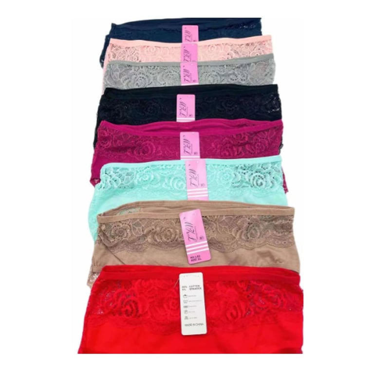 EVERSO Pack 12 Calzones Algodón Mujer Tiro Alto Señora Encaje ...