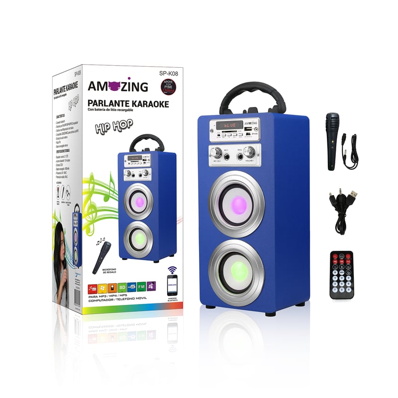 AMAZING Parlante Karaoke Hip-Hop Mic SP-K08 Azul | falabella.com