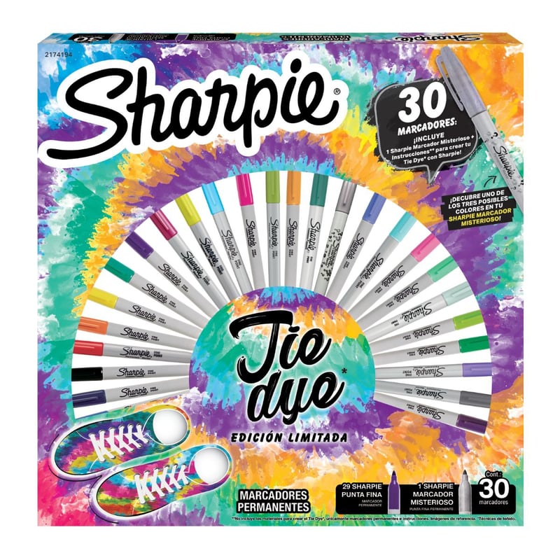 SHARPIE Ruleta 30 Marcadores Sharpie Tie Dye con Marcador Misterioso ...