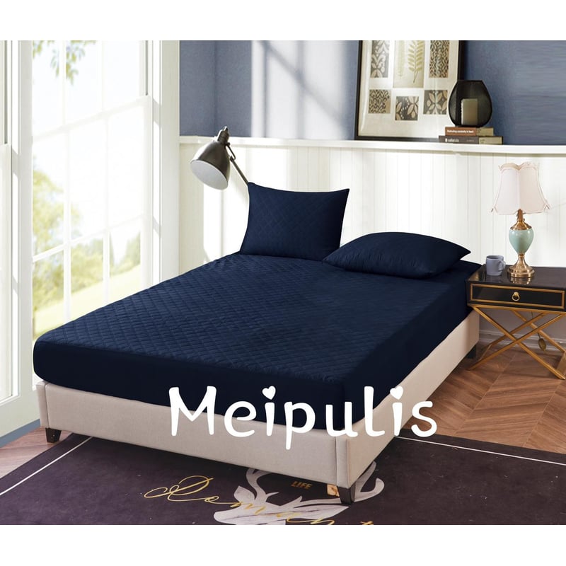 Cubre Colchón - Forro impermeable con Fundas - KING - Color Azul Marino ...