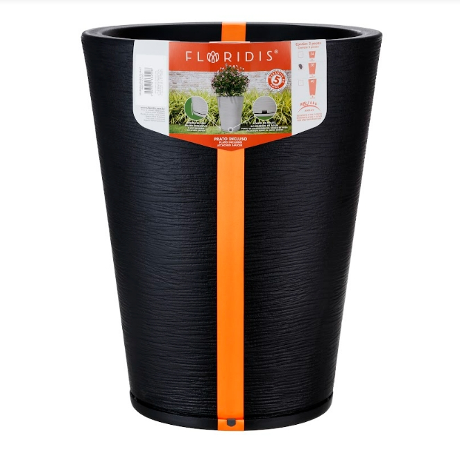 FLORIDIS MACETERO FLORIDIS NEGRO GENEBRA 57CM ALTO CON PLATO ...