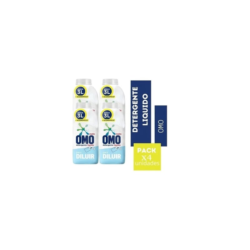 OMO Detergente Liquido Para Diluir Omo 500ml Rinde 3lts Pack X4 ...