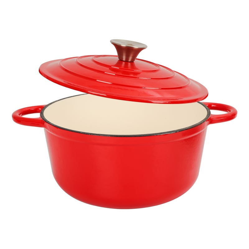 CHEFCHOICE Olla De Hierro Fundido 5l Esmaltado Rojo -Blanco | falabella.com