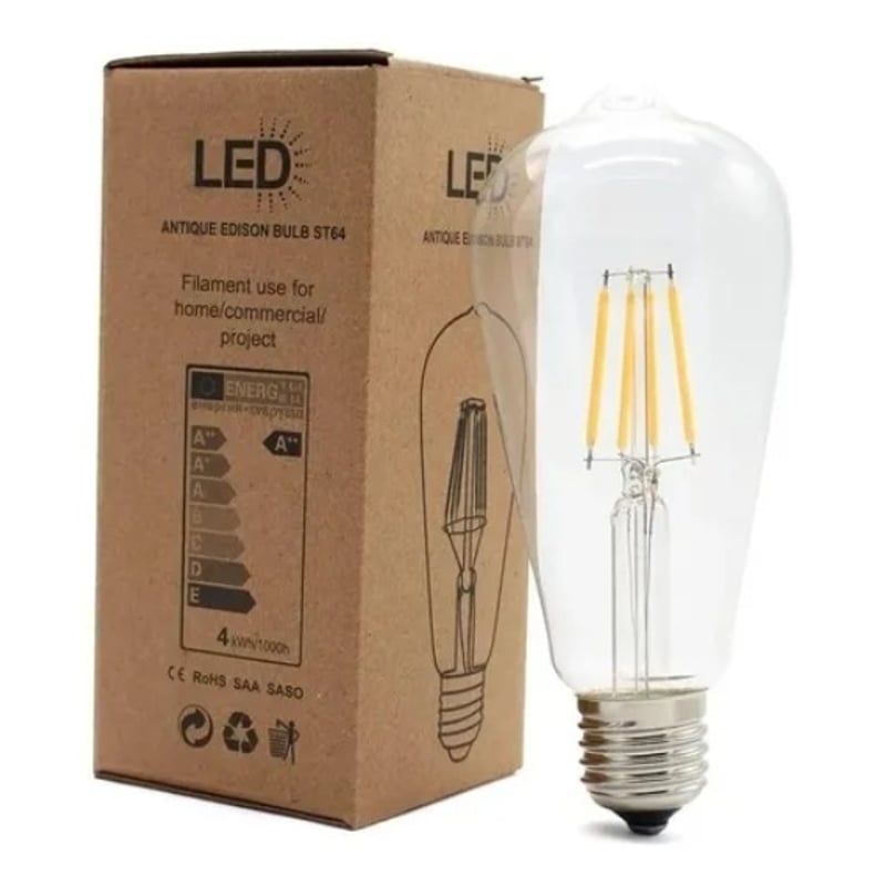 GENERICO Lámpara Foco Led Retro Vintage 4 Filamentos Blanco Cálido ...