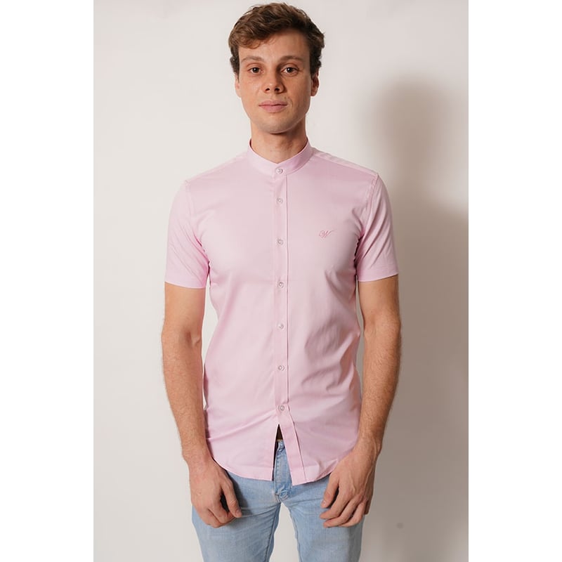WHITE CLOTHING camisa cuello mao color rosa manga corta fit | falabella.com