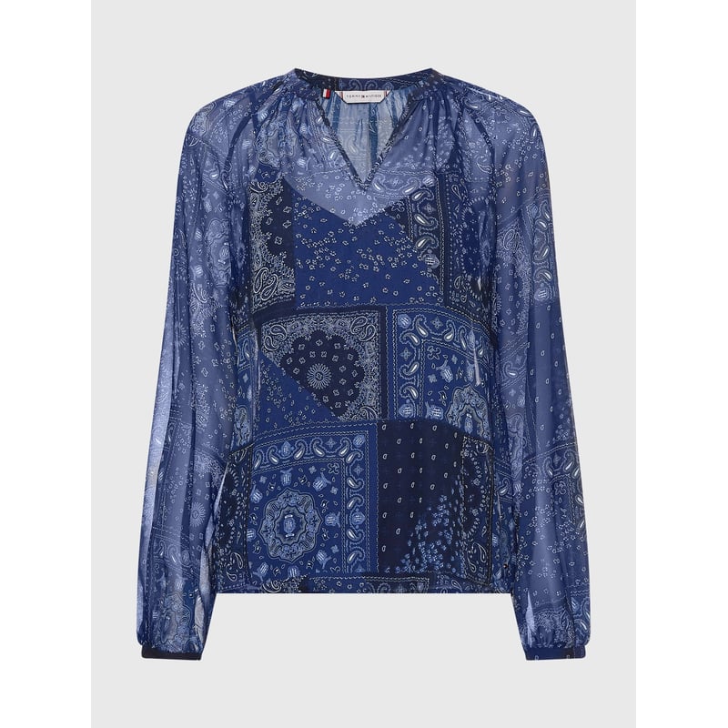 TOMMY HILFIGER Blusa Amplia Con Print De Cachemir Azul Tommy Hilfiger ...