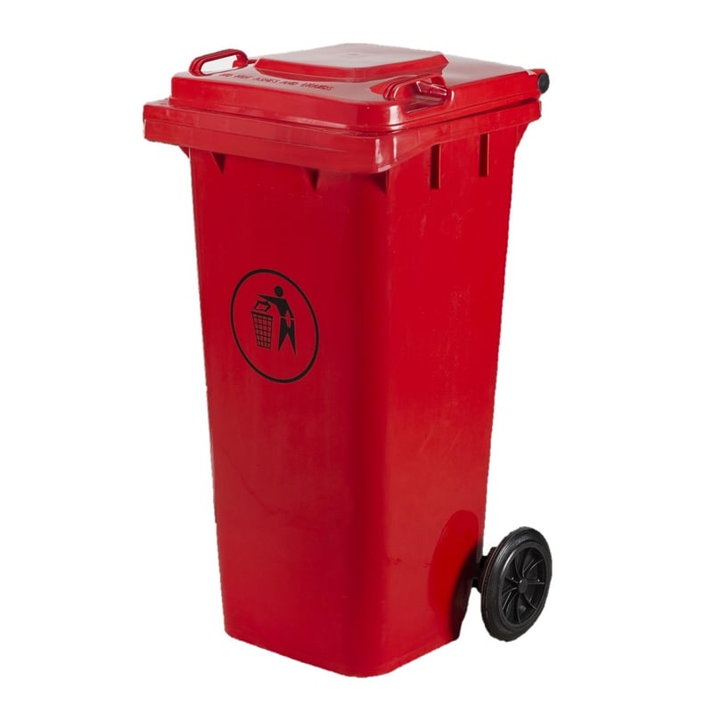 Basurero Contenedor De Basura 120 Litros Con Ruedas - Rojo | Sodimac ...